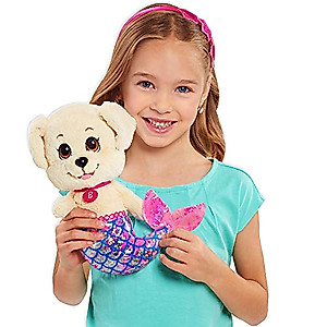 Barbie Dreamtopia Mer Puppy Plush Honey, Soft Stuffed Animal with Floating Glitter Mermaid Tail