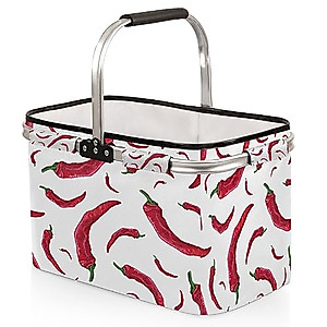 Tavisto Chili Pepper Versatile and Durable Reusable Grocery Tote Bag - Spacious and Foldable with Fun Print Designs - Perfect for Shopping, Picnics, and Storage