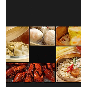 Florauspicious Bamboo Steamer Handmade Basket, Traditional 2-Tier Design - for Dumplings, Rice, Dim Sum, Vegetables, Fish and Meat - Incl. 2 Cotton Cloths (6-Inch)