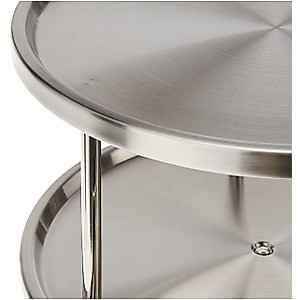 Estilo Stainless Steel 2-Tier Lazy Susan Organizer | 360-Degree Lazy Susan Turntable Organizer | Rotating/Spinning Organizer Storage | Food, Kitchen, Pantry, Spice, Medicine, Bathroom Cabinet Rack