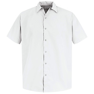 Red Kap Men's Specialized PocketleShort Sleeve Polyester Work Shirt, White, Short Sleeve Large