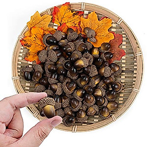 BigOtters 100 PCS Artificial Acorn, Fake Nutty Craft Acorns with Natural Acorn Cap Simulation Fruit Props for Vase Filler, Home House Autumn Favor, Thanksgiving Day Christmas Wedding Decor