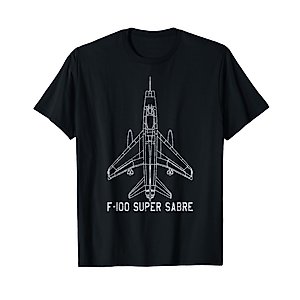 F-100 Super Sabre Jet Fighter Plane Retro USA Warplane T-Shirt