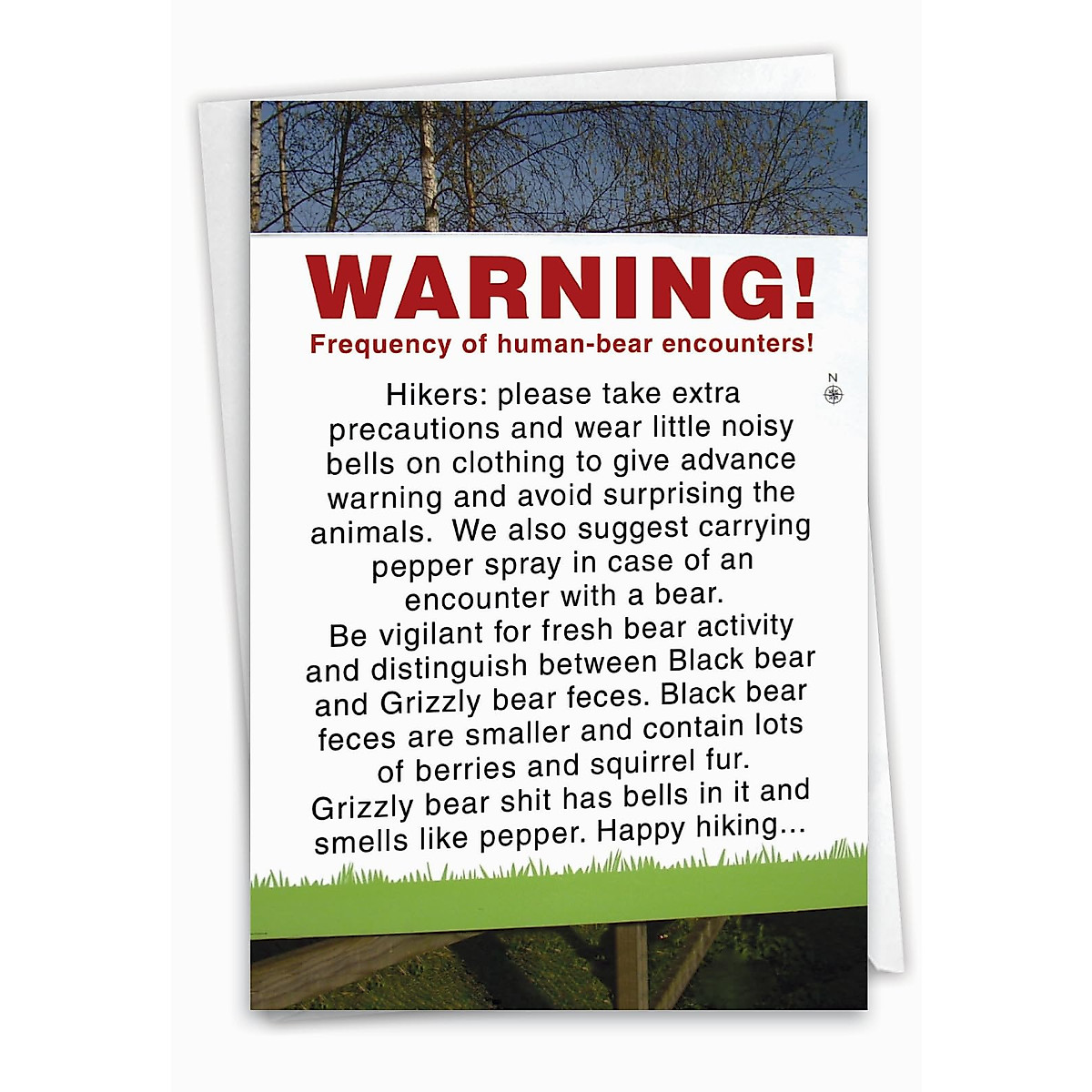 NobleWorks 0411 Grizzly Bear Pepper Spray Mean Birthday Card with Envelope