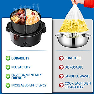 2023 Upgrade Silicone Crock Pot Liner Fit for Crockpot 6 QT Oval, BPA Free Reusable Slow Cooker Divider Insert Separator Bags Dual Pockets, Dishwasher Safe (2 Dividers)