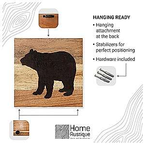 HomeRustique Real Wooden Cabin Decor with Bear, Deer and Moose (Set of 3) - Woodland Rustic Wall Decoration for Home, Log Cabin, Hunting Theme, Mountain Lodge or Bathroom, Animal Pictures Decor