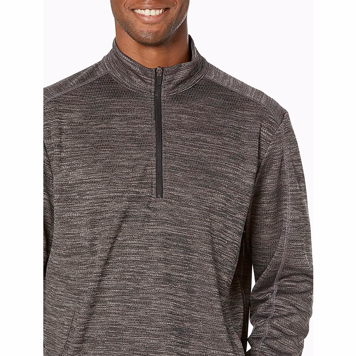 PGA TOUR Men's Textured Fleece 1/4 Zip Jacket Base Layer, Caviar HTR, X-Large