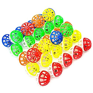 CHIWAVA 45PCS 1.6'' Cat Toy Ball with Bell Plastic Lattice Jingle Balls Kitten Chase Pounce Rattle Toy Assorted Color
