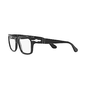 Persol PO3301V Rectangular Prescription Eyewear Frames, Black/Demo Lens, 57 mm