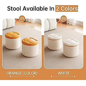 GraceNook Extended Oval Coffee Table with 2 Pu Leather Stools Set, Length Extend from 35"- 54", Nesting Coffee Table 3 Sets with Faux Marble Surface, Center Table with 2 Drawers for Living Room