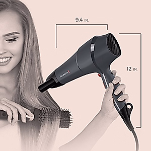 Remington Max Comfort Hair Dryer, Tourmaline, Ionic, & Ceramic Technology, Gray D3200