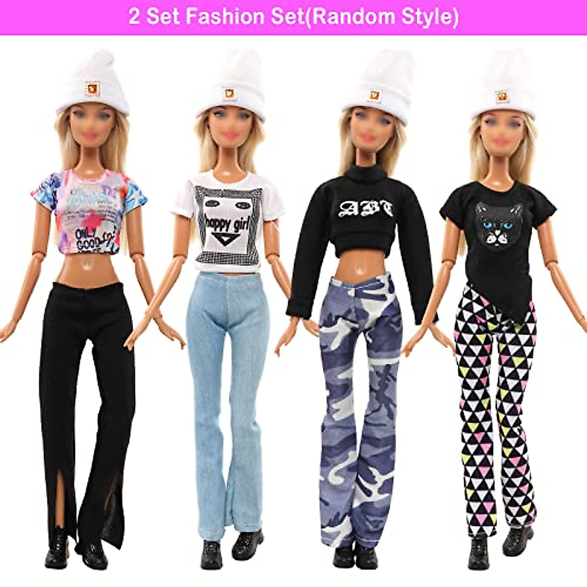 27 Pcs Doll Clothes and Accessories Including 8 Set Clothes Hooded Sport Suits Fashion Outfits Tops and Pants/Shorts with 15 Pairs of Shoes 4 Accessories for 11.5 Inch Dolls(Doll NOT Include)