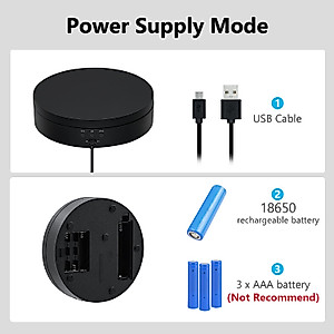 Mcbazel 360 Degree Rotating Display Stand, 5.4 Inch Motorized Spinning Platform, Electric Lazy Susan, Turntable Table Base for Photography, Jewelry, Watch, Cup - Max Load 3kg, Black