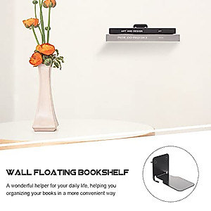 Zerodeko Floating Bookshelf Iron Floating Shelves Invisible Wall Mounted Bookshelf Hidden Wall Floating Book Shelf Metal Shelves Holder for Home Office Classroom Library