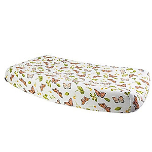 Bebe au Lait Butterfly Bamboo Blend Changing Pad Cover, Peach, One Size (CPBBBF)