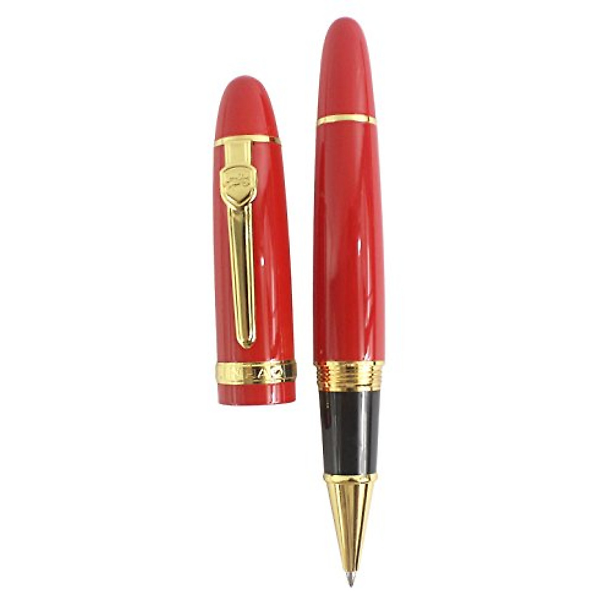 Gullor Heavy Big Rollerball Pen 159, Gold Trim, Black Ink(0.7mm), Red