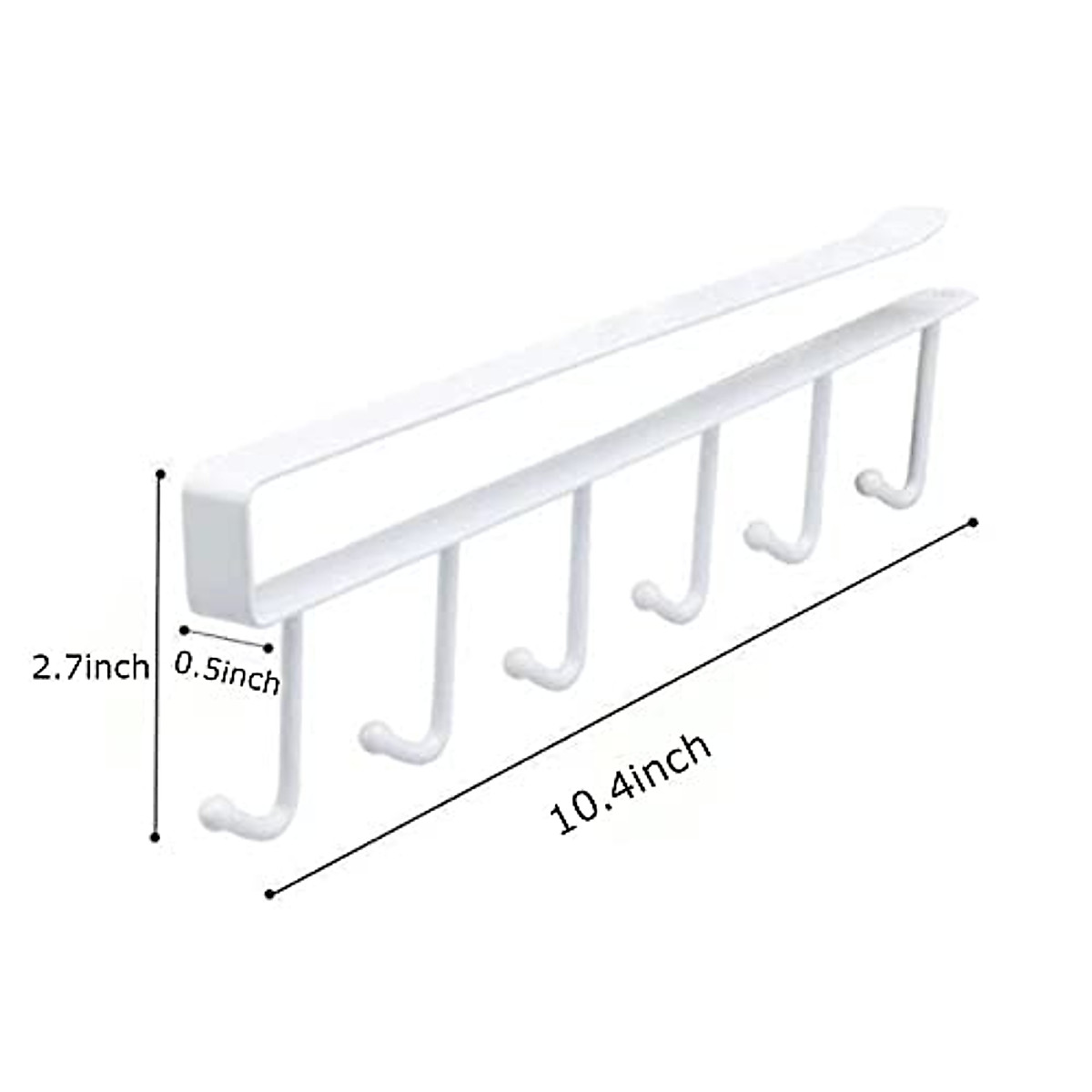 CAROYINO 3pcs x 6 Hook Coffee Cup Mug Holder for Kitchen, Fit for 1 Inch Thickness Shelf or Less Without Any Lip (White)