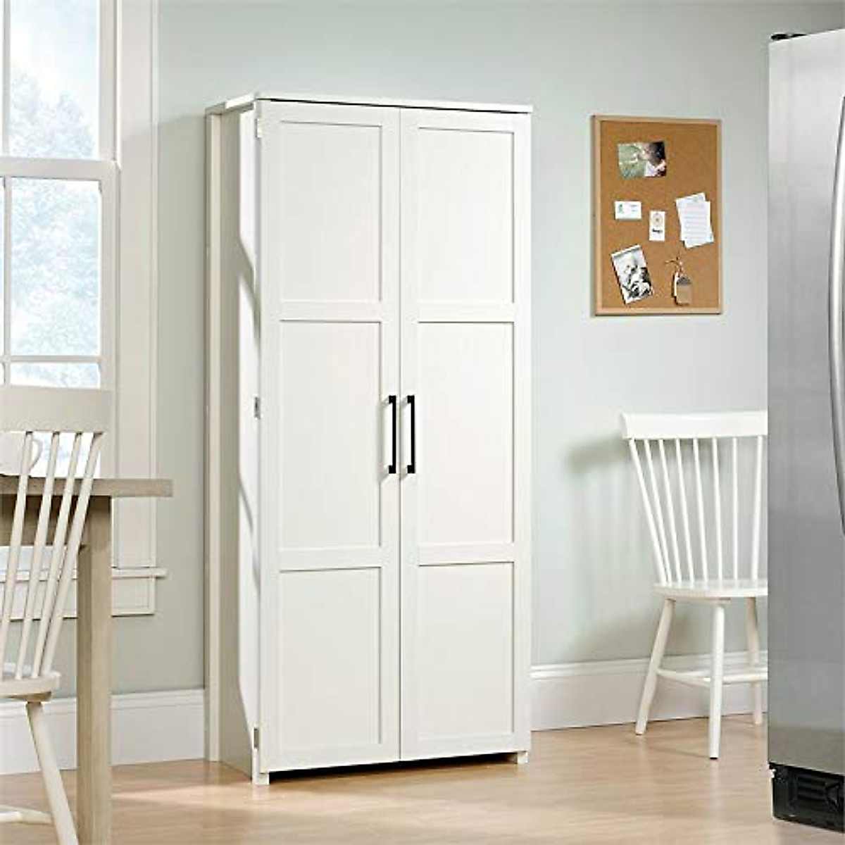 Pemberly Row 30" W Pantry Storage Cabinet with Doors and Shelves in White