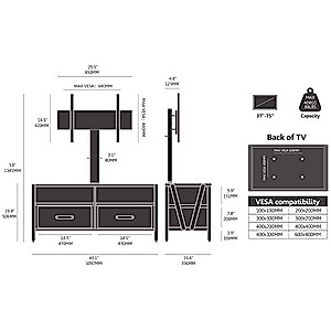 FITUEYES Wood Swivel Floor TV Stand with Mount for 37-75 Inch TVS, Television Stands with Storage for Bedroom - Height Adjustable, Cable Management, Removable Fabric Drawers, VESA 400x600mm, Walnut