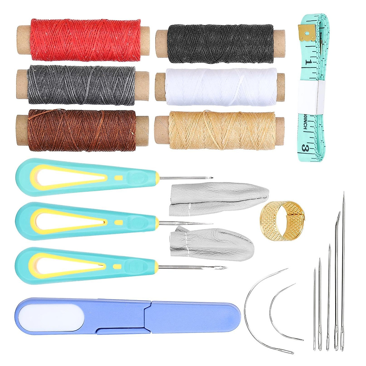 [Premium Leatherworking Tools] Complete Hand Sewing Supplies Kit with Craft Needle Set Waxed Thread for DIY Leather Craft - Essential Leatherworking Supplies