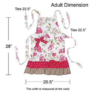 Wrapables Mother and Daughter Ruffles and Roses Apron for Baking, Cooking & Crafts, Mommy & Me Set