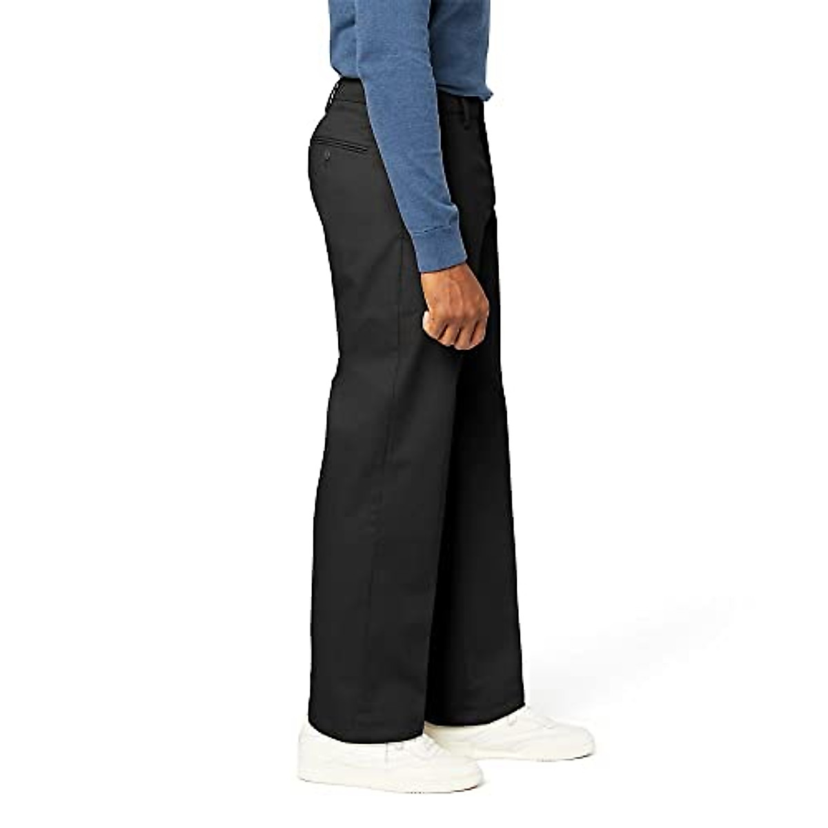 Dockers Men's Relaxed Fit Signature Khaki Lux Cotton Stretch Pants, Black, 44W x 30L