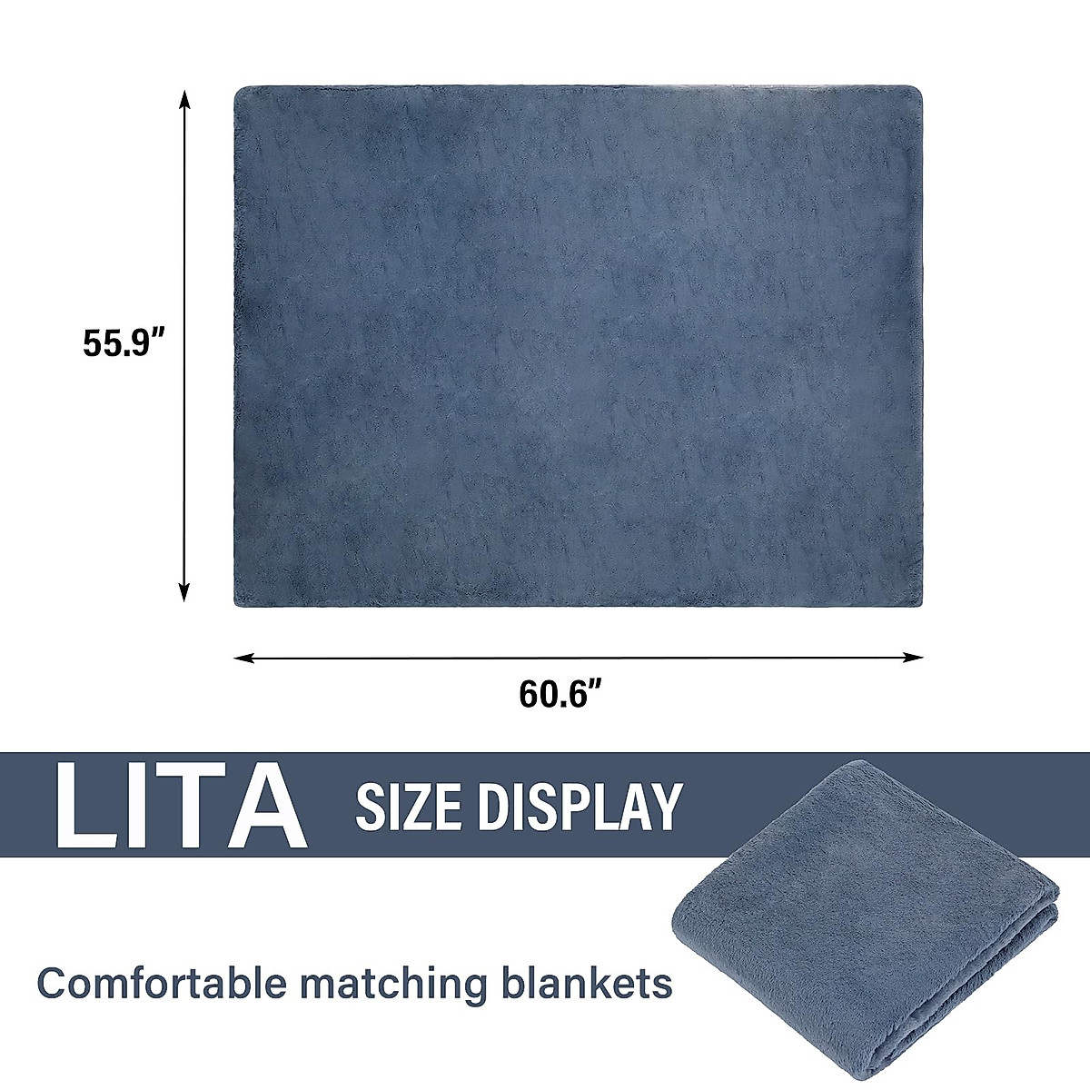 LITA Fluffy Soft Bean Bag Sofa Bed with Blanket, Folding Mattress Bean Bag Chair Foam Filling Convertible Couch Bed with Removable Cover Soft Faux Fur Wall Sofa Bed for Living Room, Dark Grey