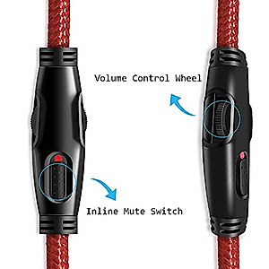 MJKOR Replacement Audio Aux Cable for HyperX Cloud Alpha and Cloud Mix Gaming headsets with Inline Mute & Volume Control (No Inline Mic, Red)