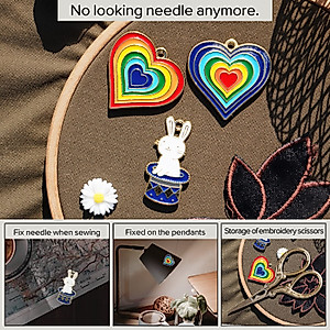 3pcs Needle Minder for Sewing,Magnetic Needle Keeper for Cross Stitch,Cute Love Cartoon Enamel Pin,Needle Holder for Embroidery,Needlework Storage Accessory, Gift for Cross Stitch Lover（6-Needle）