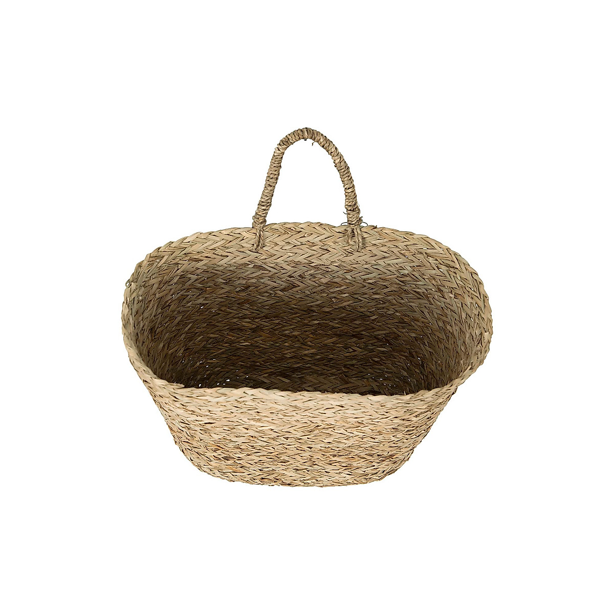 Creative Co-Op Handwoven Seagrass Wall Mount Baskets with Handles, Set of 2 Sizes, Natural