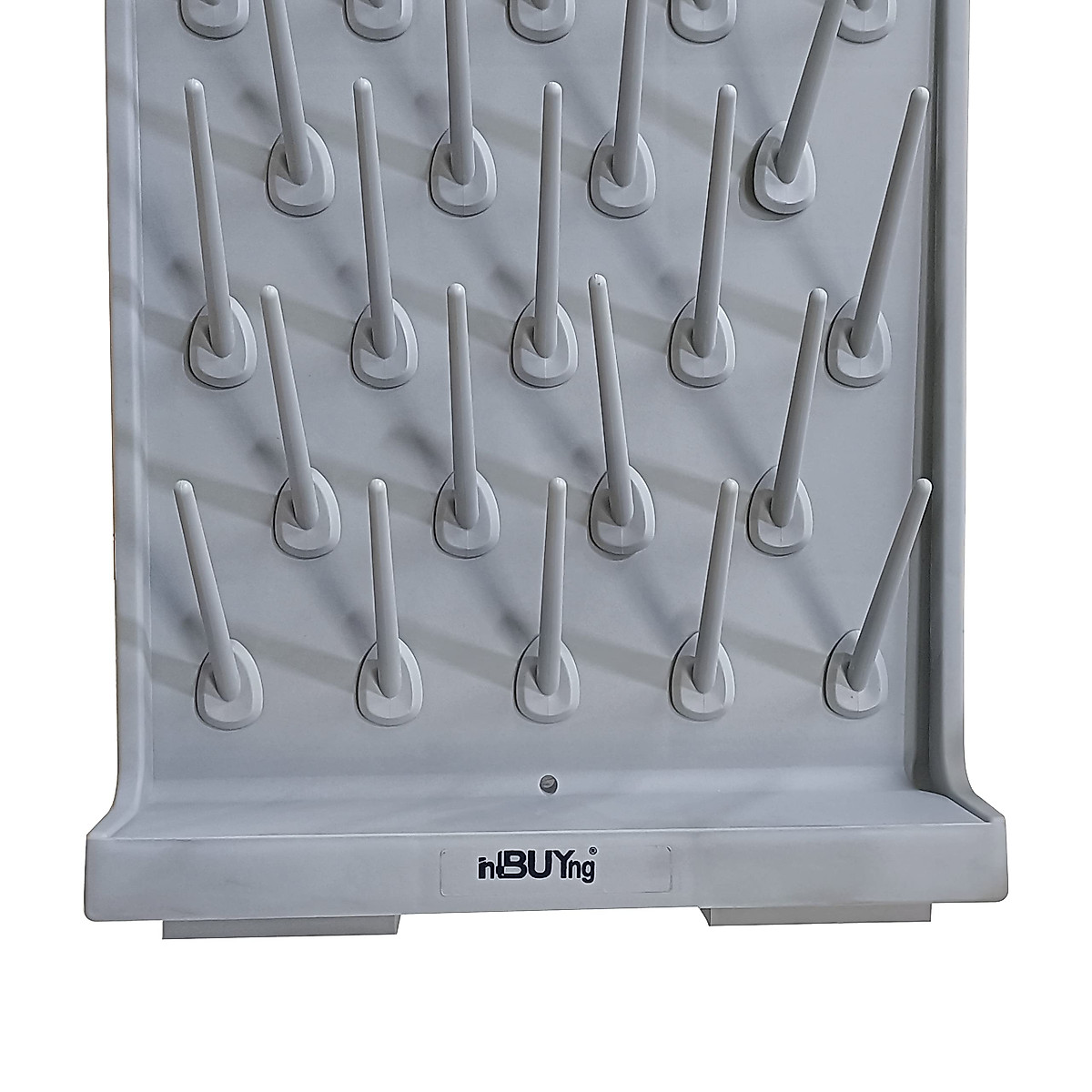 INTBUYING Bottle Drying Rack Pegboard Wall Mounted Desk Grey 27Pegs Removable PP Glassware Drying Draining Rack Education&lab Cleaning Equipment