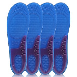 MQUPIN 2 Pairs Plantar Fasciitis Gel Insoles for Women/Men, Arch Support & Pain Relief & Flat Feet Correction Shoe Pads for Sneakers, Heels, Work Boots (M, for Men's Size: 6-10; Women's Size: 4.5-8.5)