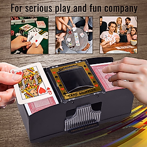 AOPER Automatic Card Shuffler - Electronic Casino Poker Card Shuffling Machine - Battery Operated Plastic Cards Mixer - 2 Deck Playing Cards for Home & Party - 2M USB Line