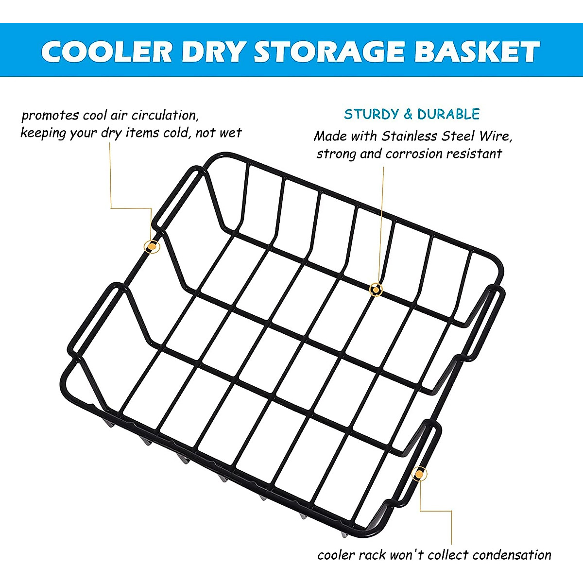 50qt Cooler Basket Compatible with YETII Tundra, Inside Dry-Goods Basket for Igloo 50Qt, Bison Cooler 50QT, Ozark Trail