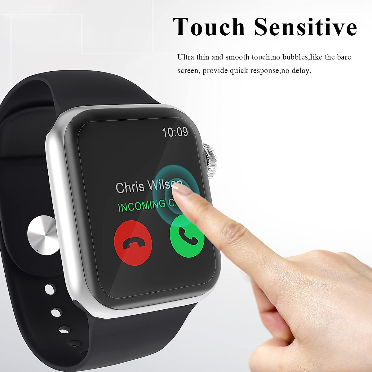[2 Pack] Tempered Glass Screen Protector 40mm Compatible for Apple Watch Series 6/5/4/ SE 3, EWUONU Full Coverage Waterproof 3D Curved Edge Anti-Scratch Bubble Free HD Clear Screen Film for iWatch Accessories(40mm)
