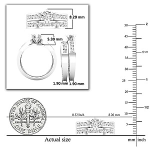 Dazzlingrock Collection 0.95 Carat (Cttw) White Diamond Solitaire Tapered Shank Wedding Ring Set for Women in 14K White Gold Size 6.5