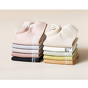 ADILAIDUN 6/12 Pairs Women's Running Ankle Socks Athletic Sports Socks, Women's Ankle Socks Low Cut No Show Padded Size 5-12 (Beige-6 Pairs)