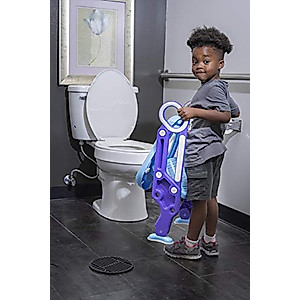 Potty Training Seat with Ladder - Potty Step Stool for Toddlers Fits Most Toilets, Folds for Storage. Potty Ladder is Durable and Safe - Wide Step, Non-Slip Pads, Comfort Handles and Removable Cushion