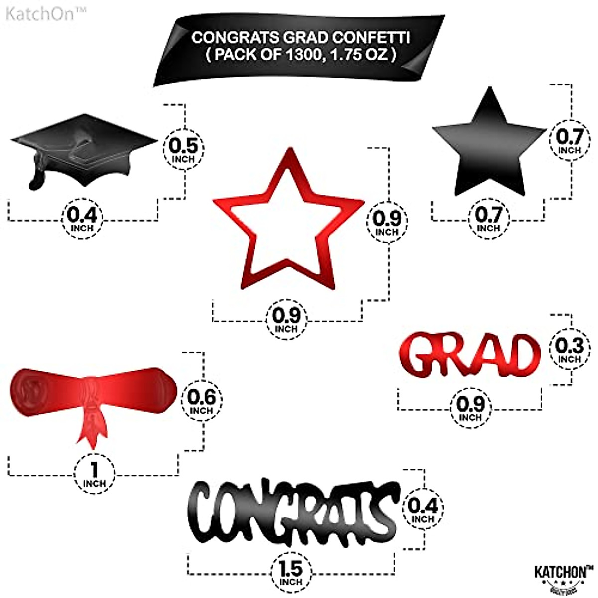 Graduation Confetti 2023 - Pack of 1300 | Grad Confetti 2023, Red and Black Graduation Decorations | Graduation Party Decorations 2023 Confetti Graduation | Graduation Centerpieces for Tables 2023