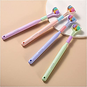 Three-Sided Soft Hair Tooth Toothbrush, Effective Wrap-Around Design, Deeply and Thoroughly to Clean Teeth and Gums, Suitable for Adults and Children(Random Color Sent) (2pcs)