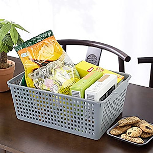DynkoNA 3-Pack Large Storage Basket Bin, Plastic Organizer Bins