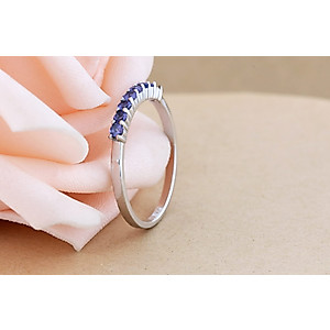 Dazzlingrock Collection 0.30 Carat (ctw) Sterling Silver Round Cut Tanzanite Ladies Wedding Band Ring 1/3 CT, Size 9