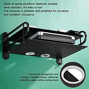 Haofy Wall Mount DVD Shelf, Double Layer Floating Wall Shelf TV Box Shelf Wall Mounted Router DVD Cable Box Shelf for Wall Decoration