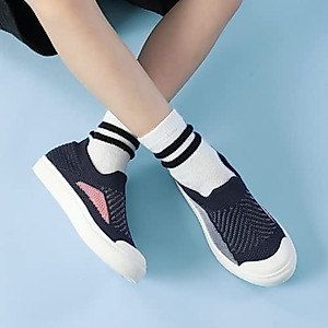 DREAM PAIRS Sneakers Boys Girls Machine Wash Little Kids Lightweight Slip-on Walking Shoes with Laundry Bag Navy Size 2 Little Kid SDFS2309K