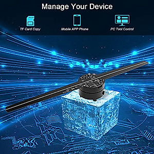 WISVANAI 3D Hologram Fan Projector, WiFi Control Holographic Advertising Display Fan with 384 LED Beads, 16.5inch Bluetooth Speaker Supported Video Projector