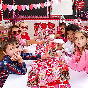 DIYASY Valentine Cellophane Candy Bags,150 Pcs Treat Bags Heart and Love Shape Goodie Bags with 180 Twist Ties for Valentine's Day Party Favor