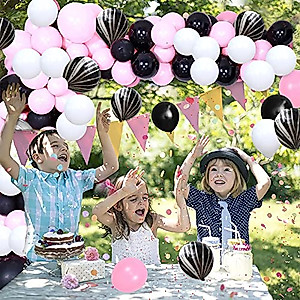 Balloons Black and Pink, 60 Packs 12 Inch Pink Black White Latex Balloon with Agate Balloon Silver Confetti Balloons for Girls Birthday Party Baby Shower Bridal Shower Wedding