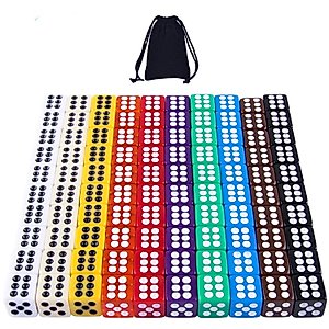 AUSTOR 100 Pieces 12mm Dices 6 Sided Game Dice Set Square Corner Dice with a Drawstring Pouch