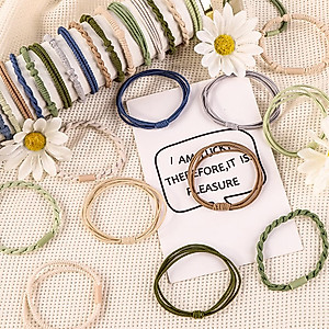 DIYDEC 32PCS Boho Hair Bracelets for Women Elastic Bracelets Hair Ties No Damage Hair Bands for Girls Thick Thin Long Curly Hair Accessories(B Style)