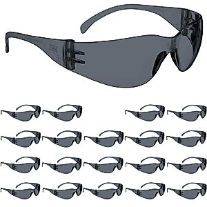 3M Safety Glasses, Virtua, 20 Pack, ANSI Z87, Unisex, Anti-Fog Gray Lens, Gray Frame, Economical Eye Protection, Lightweight, Wraparound Coverage, UVA, UVB, UVC